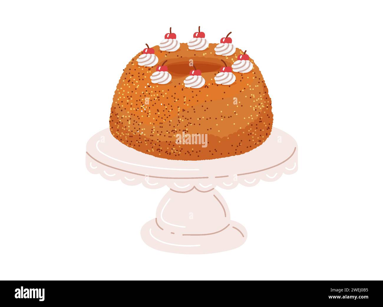Frankfurter kranz crown sponge cake from germany.Vector illustration ...