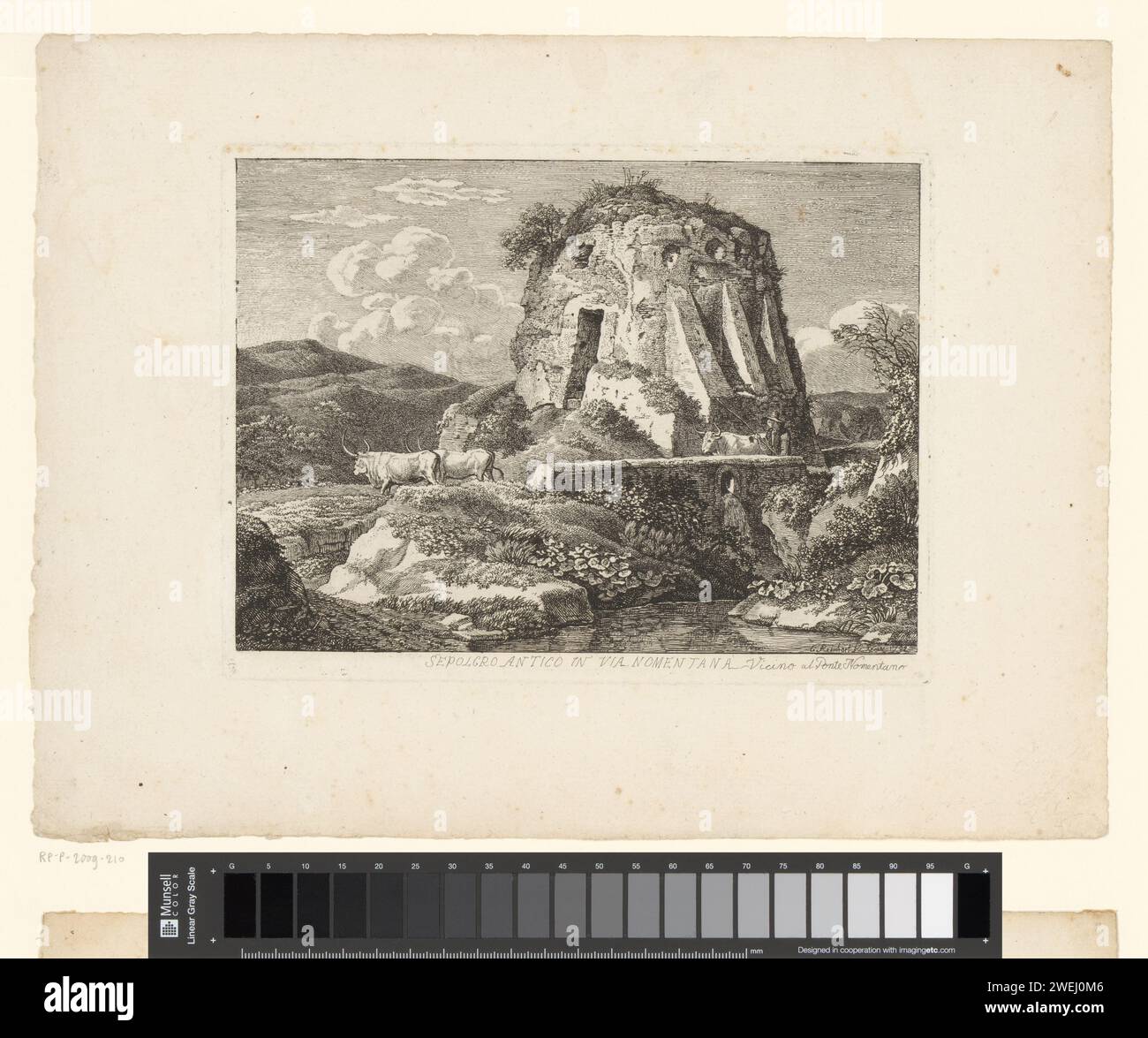 Antique tomb on Via Nomentana, close to the Nomentano Brug, 1792 print ...