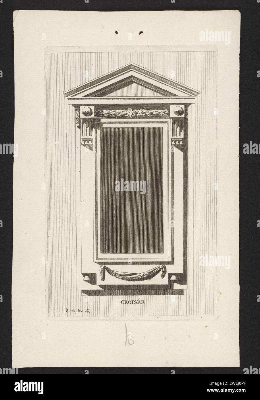 Epitaaf with Fronton, Raux, 1753 - 1768 print An epitaph with garland ...