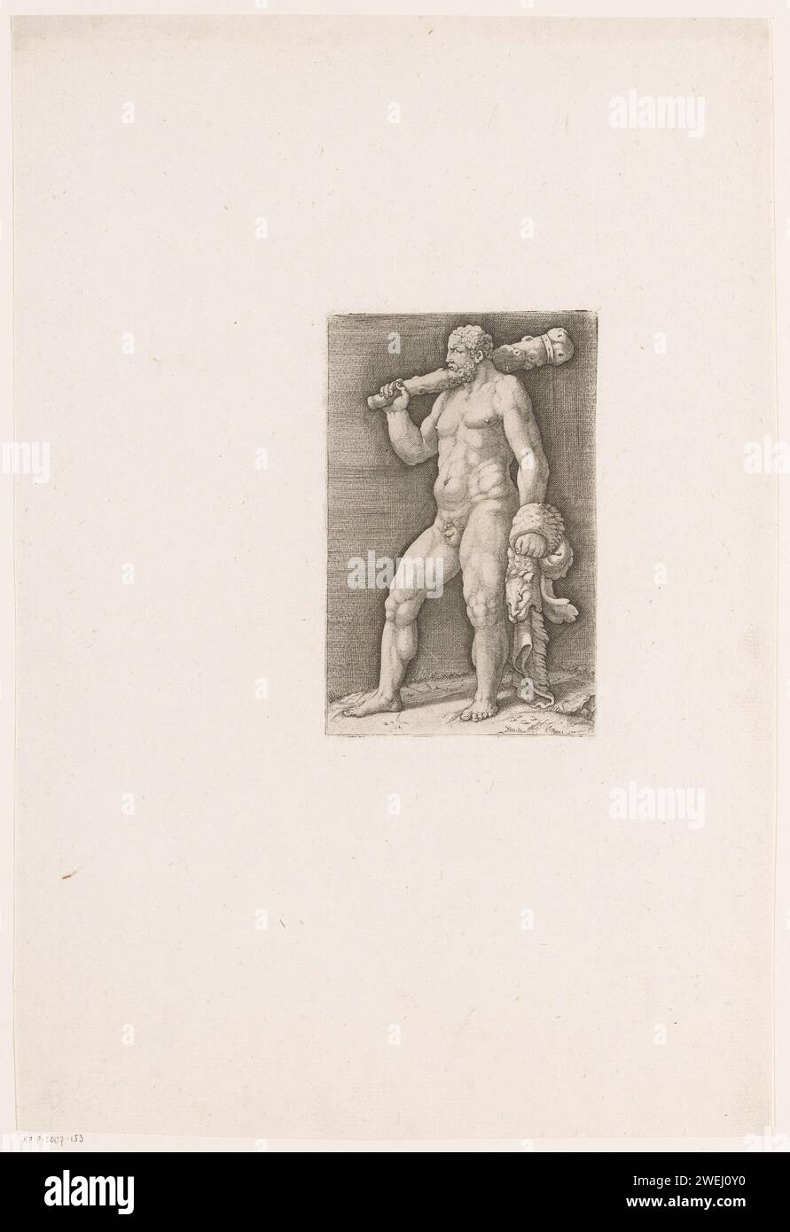 Hercules with club and lion skin, c. 1540 - c. 1585 print Hercules seen ...