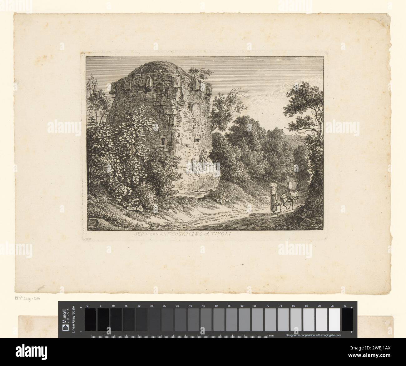 Graftombe near Tivoli, 1792 print paper etching grave, tomb. landscape ...