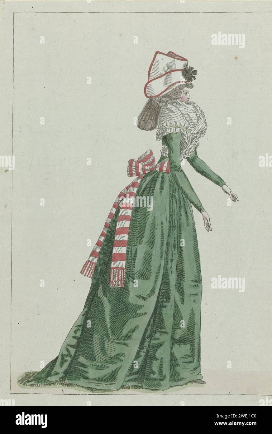 Fashion News, 1791 Woman, seen from the side, according to the ...