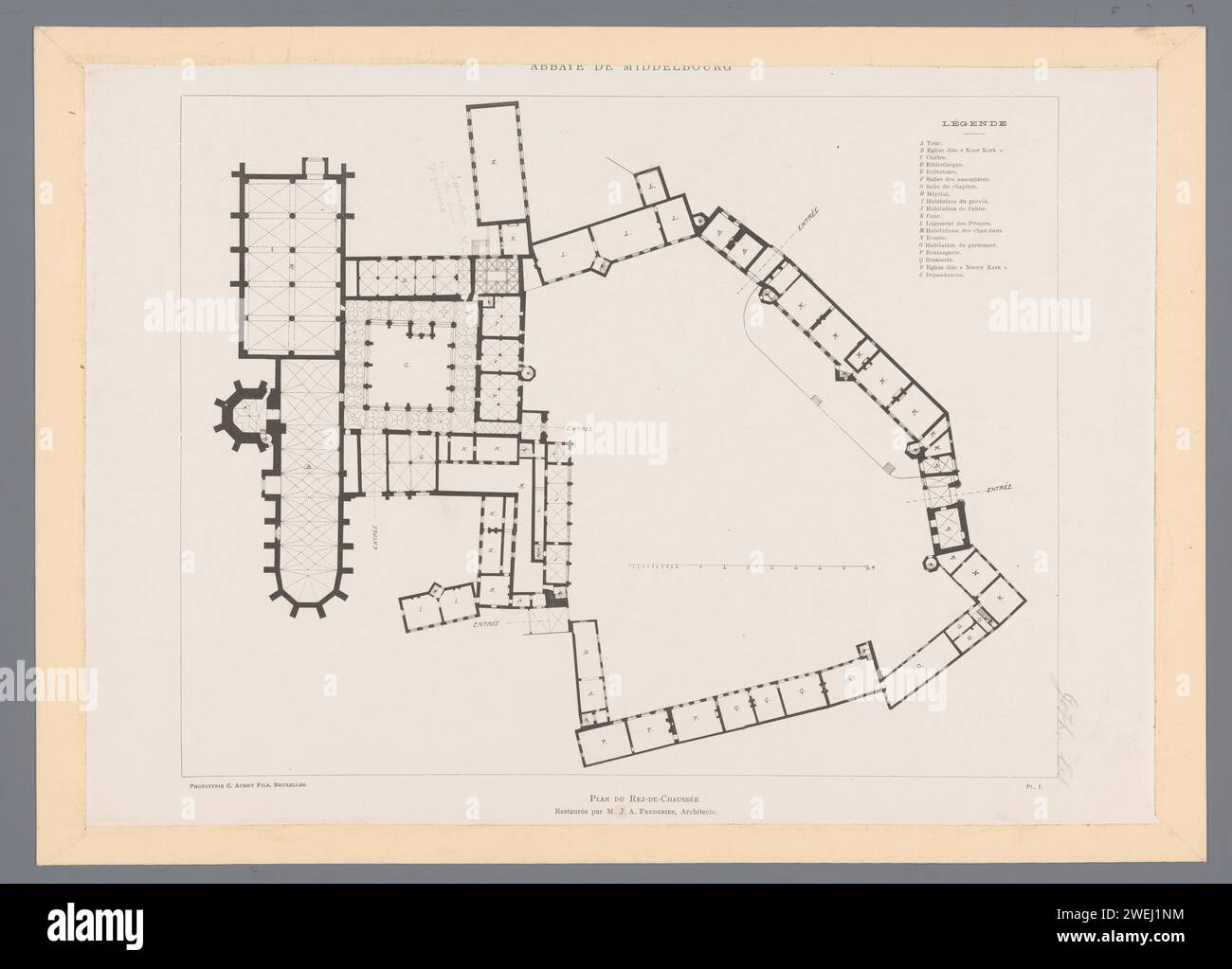 Reproduction of map of the ground floor of the Abbey of Middelburg, C ...