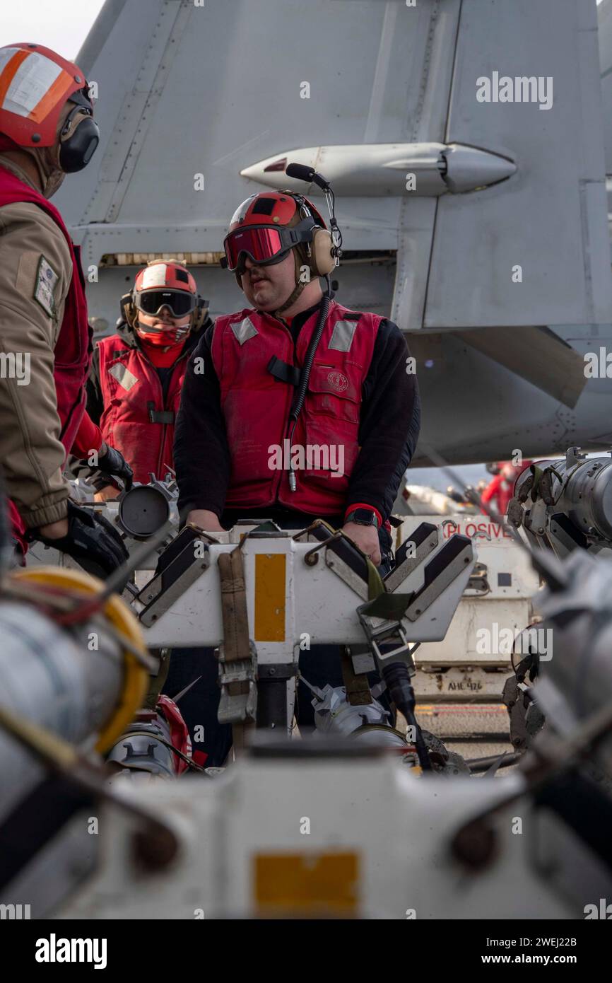 240124-N-FK754-2028 PACIFIC OCEAN (Jan. 24, 2024) Aviation Ordnanceman ...
