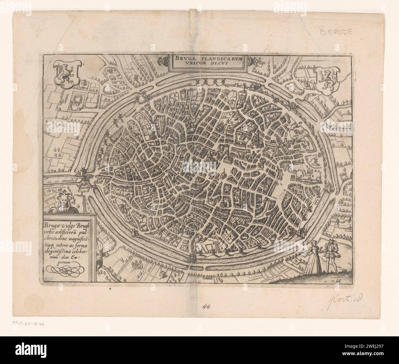 Map of Bruges, Anonymous, 1612 - 1648 print Map of Bruges with ...