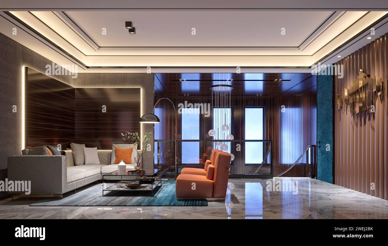 3d render apartment loft interior Stock Photo - Alamy