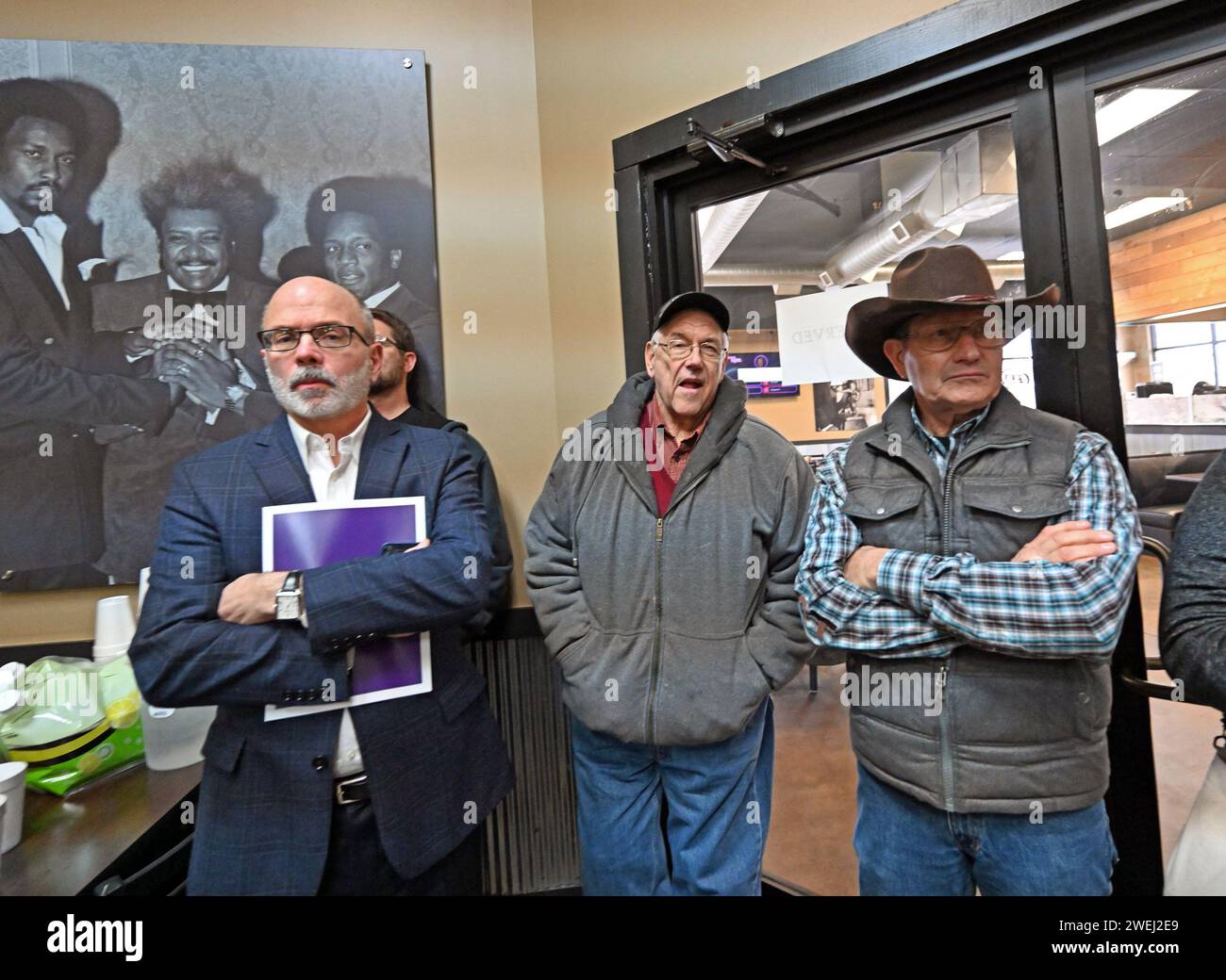 EMPORIA, KANSAS - JANUARY 25, 2024Staff and local residents listen to U ...