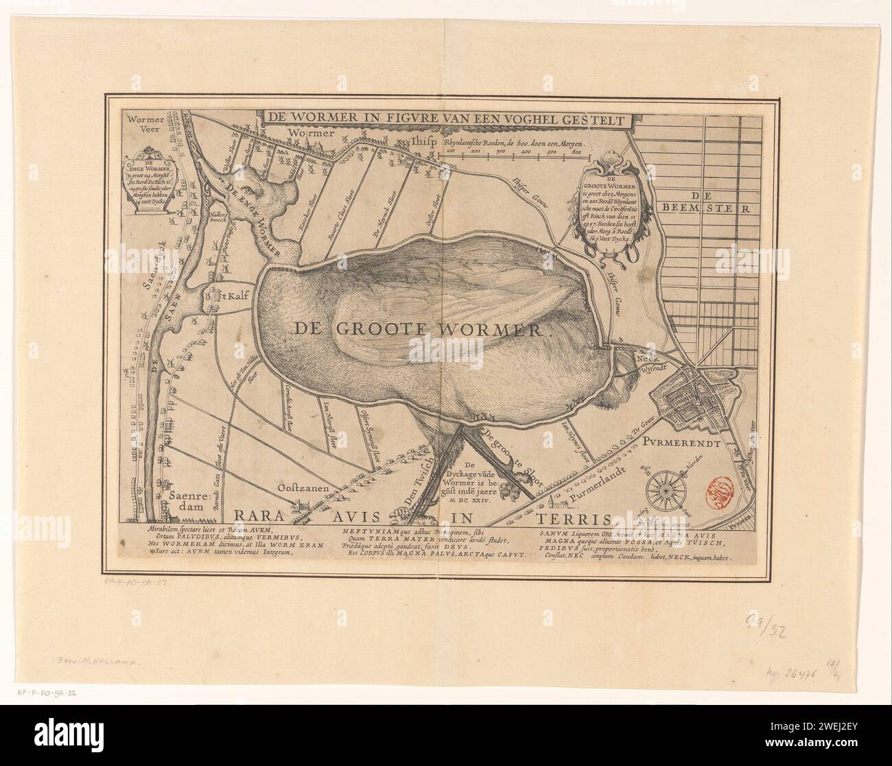 Map of the Wormer and Enwormer in the form of a bird, 1625, Anonymous ...