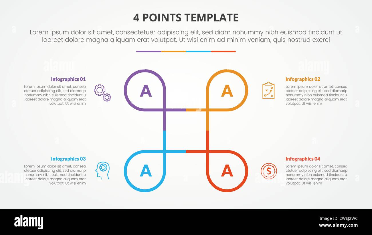 4 points stage list template infographic concept for slide presentation ...