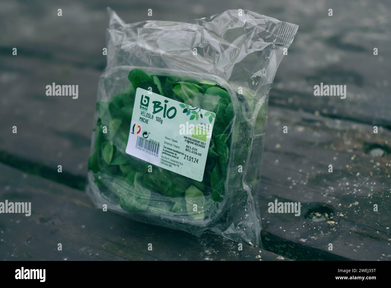 Brussels, Belgium. 25nd Jan, 2024. Bio Veldsla salad for a healthy diet ...