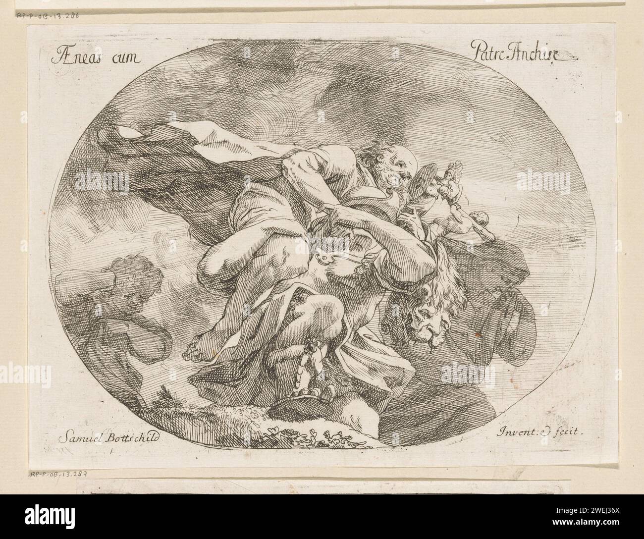 Aeneas wears his father Anchises on his back, Samuel Bottschild, 1693 ...