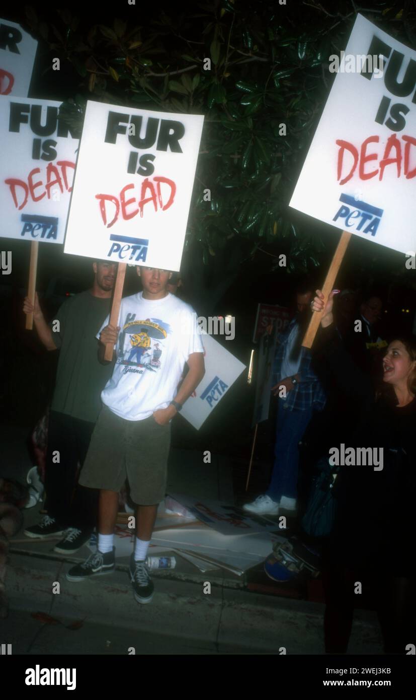 Los Angeles, California, USA 14th December 1996 People protest with ...