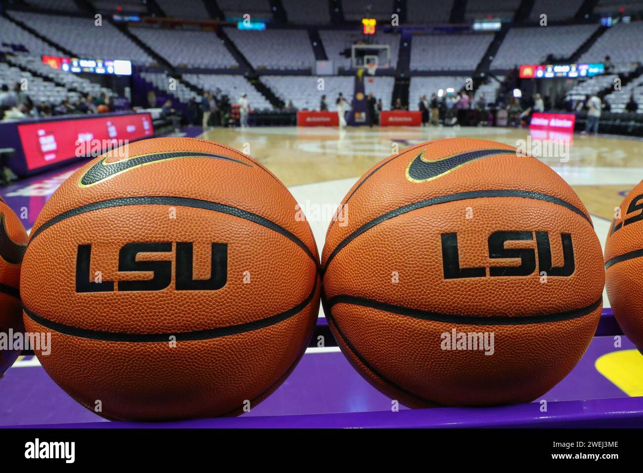 Baton Rouge, LA, USA. 25th Jan, 2024. The LSU game balls are ready to ...