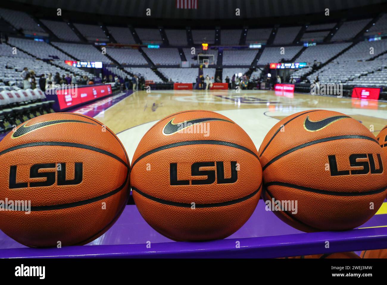 Baton Rouge, LA, USA. 25th Jan, 2024. The LSU game balls are ready to ...