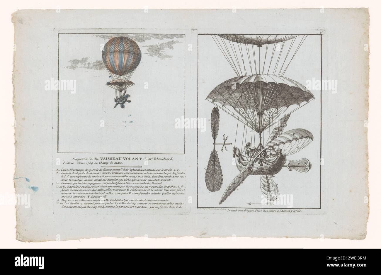 Balloon of Jean-Pierre Blanchard, 1784 print The air balloon with ...
