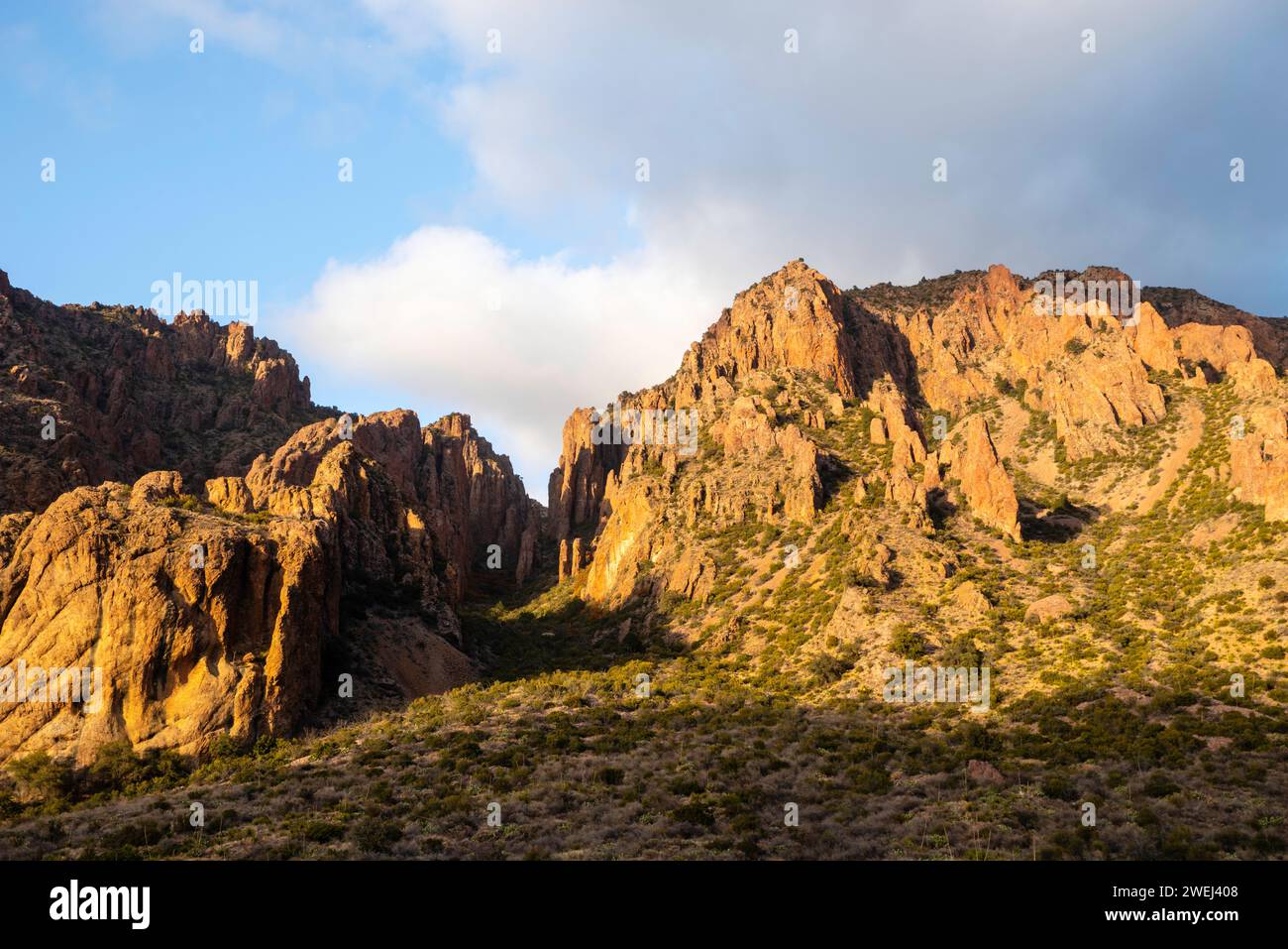 Sunset photograph from the Chisos Basin Campgroundl, Chisos Mountains ...