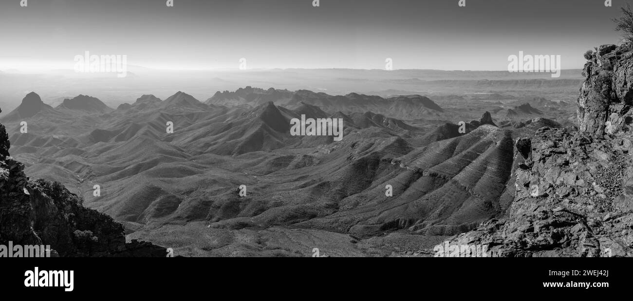 Panoramic photograph from the South Rim, Chisos Mountains. Big Bend ...