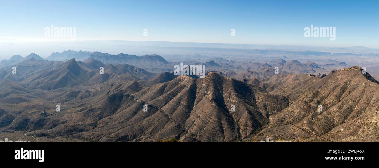 Panoramic photograph from the South Rim, Chisos Mountains. Big Bend ...