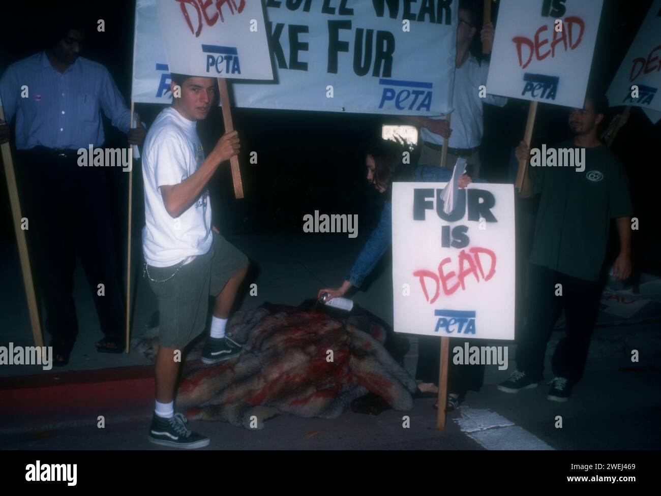 Los Angeles, California, USA 14th December 1996 Protesters with PETA at ...