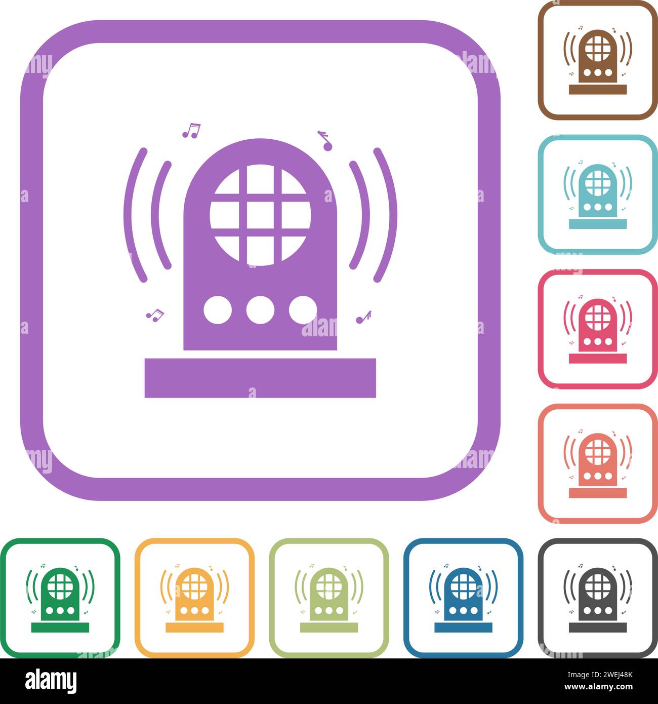 Jukebox simple icons in color rounded square frames on white background Stock Vector Image & Art ...