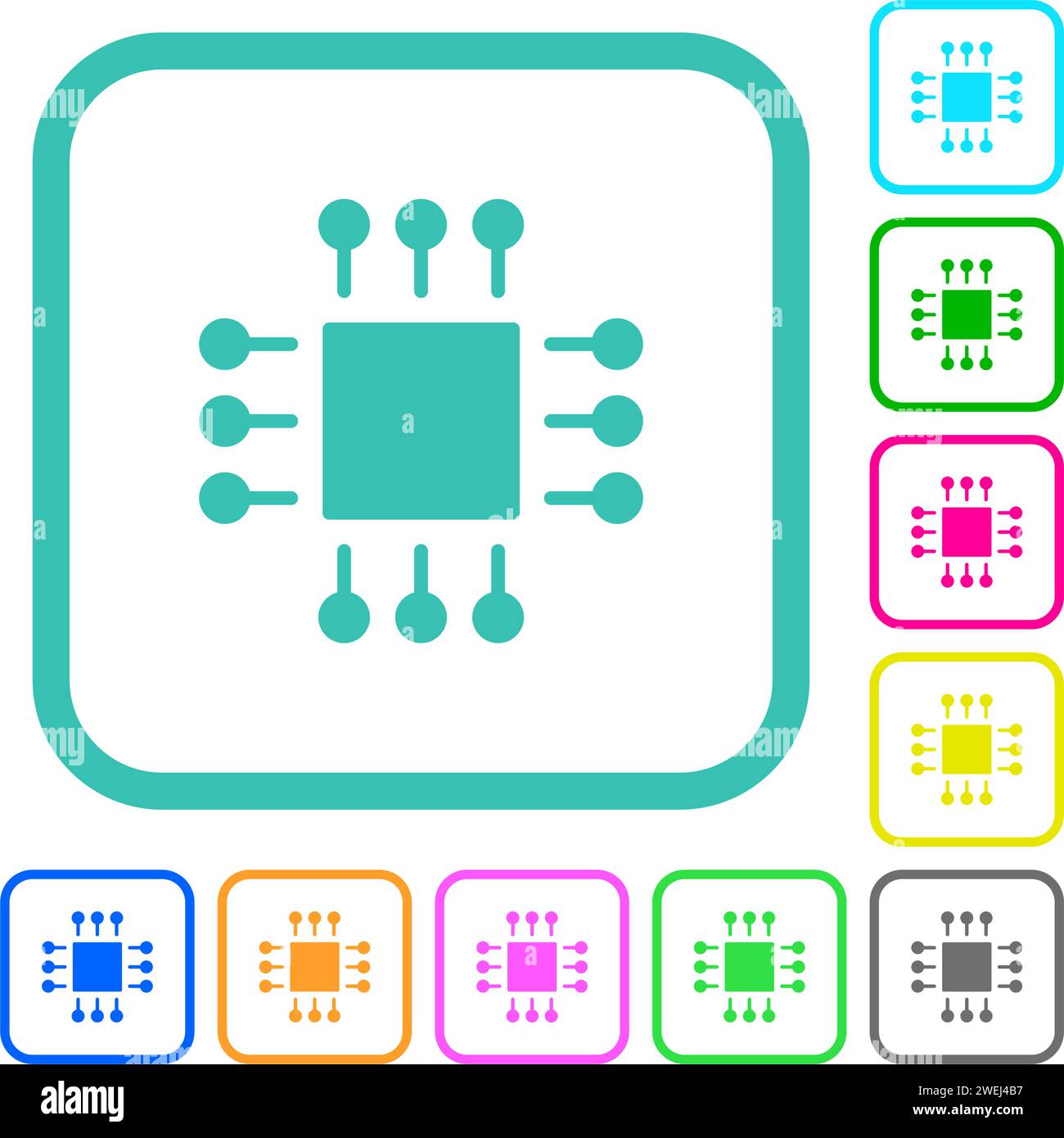 Microchip solid vivid colored flat icons in curved borders on white background Stock Vector ...