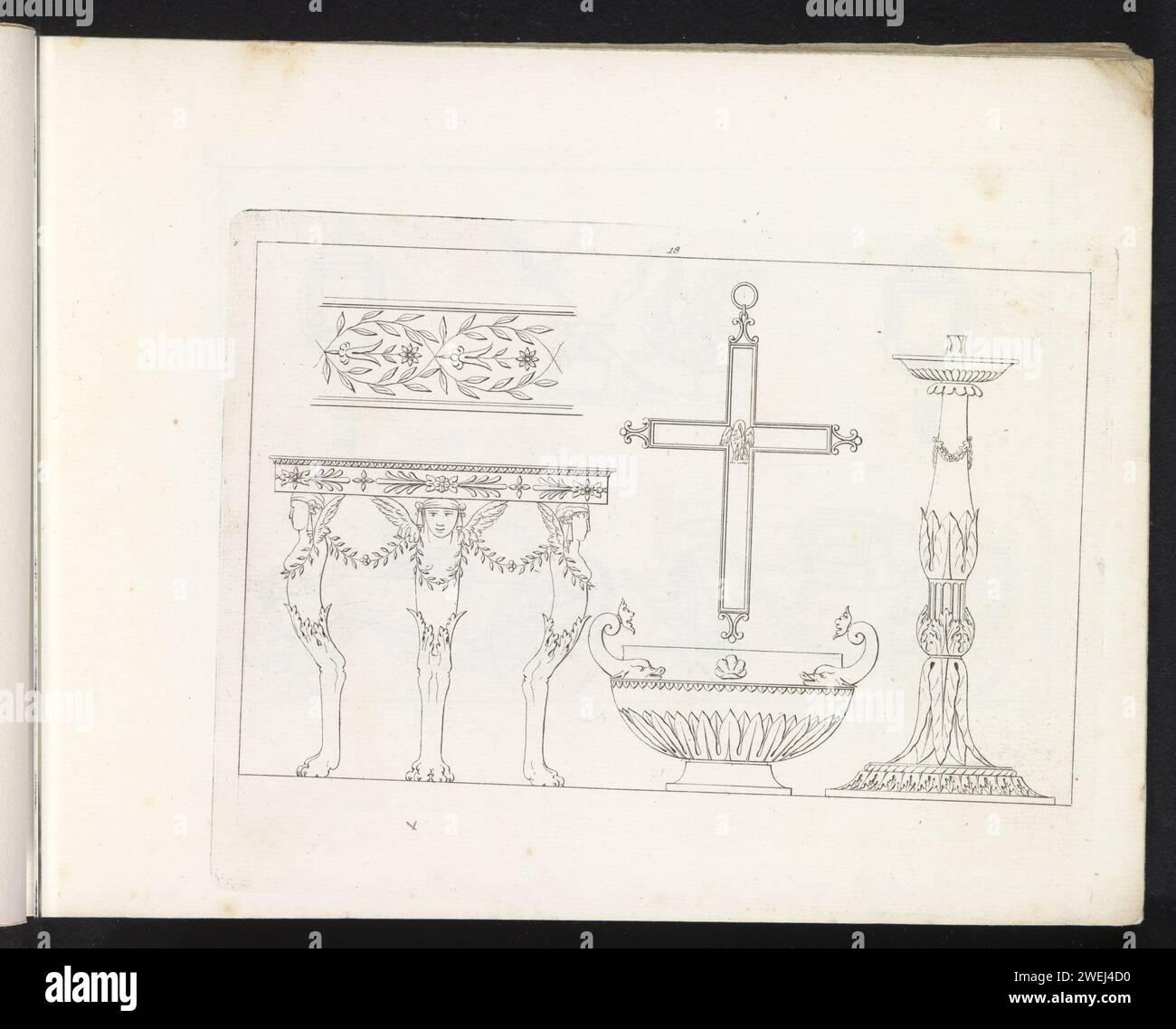 Ornamental edge, side table, cross, scale and a candlestick, Pietro ...