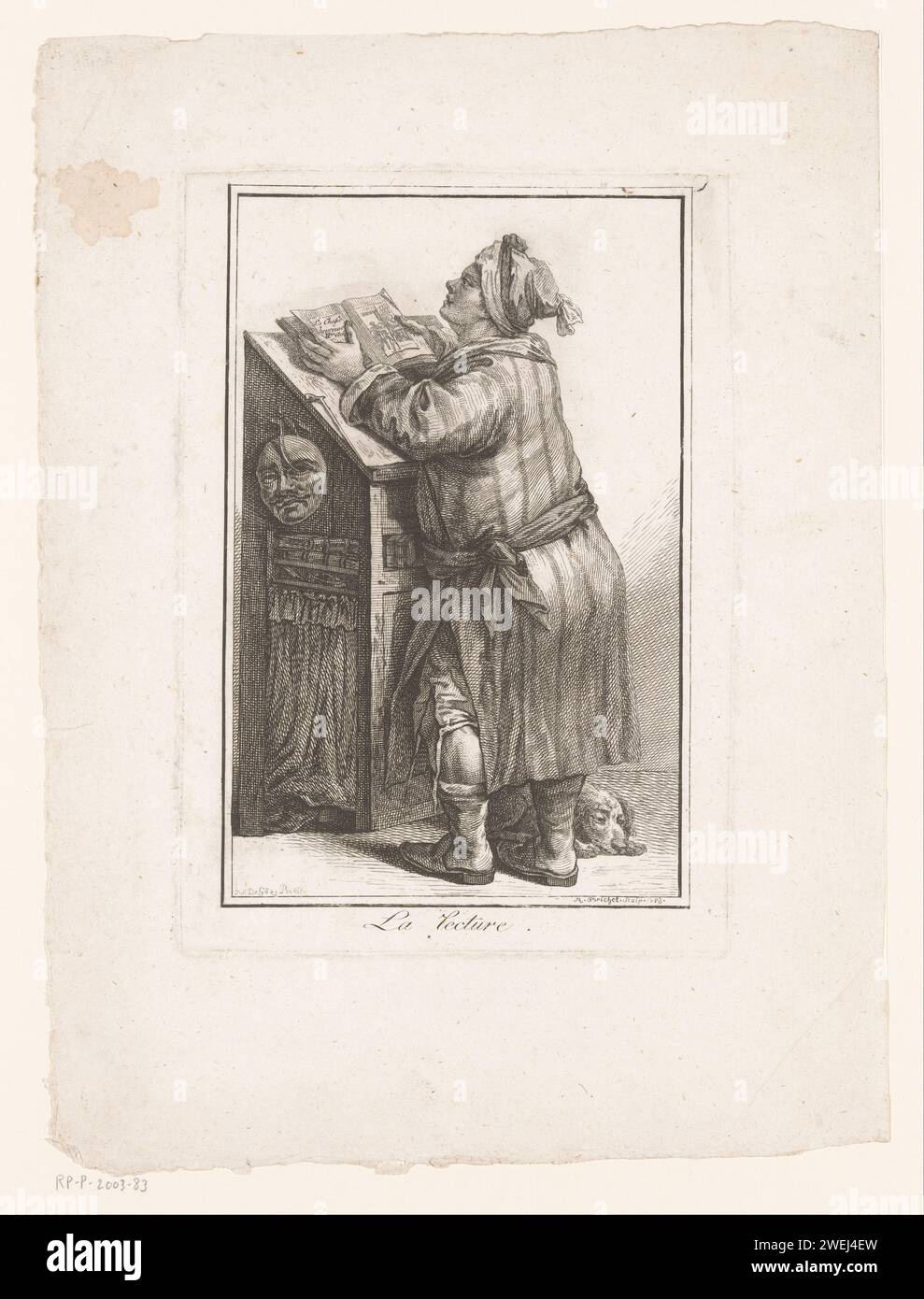 Reading man with a dog for a reader, Robert Brichet, After Joseph Franz ...