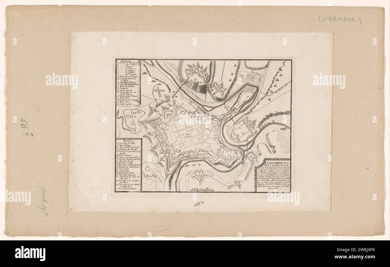 Vestingplattegrond van Luxemburg, anonymous, 1696 - 1705 print Fortress ...