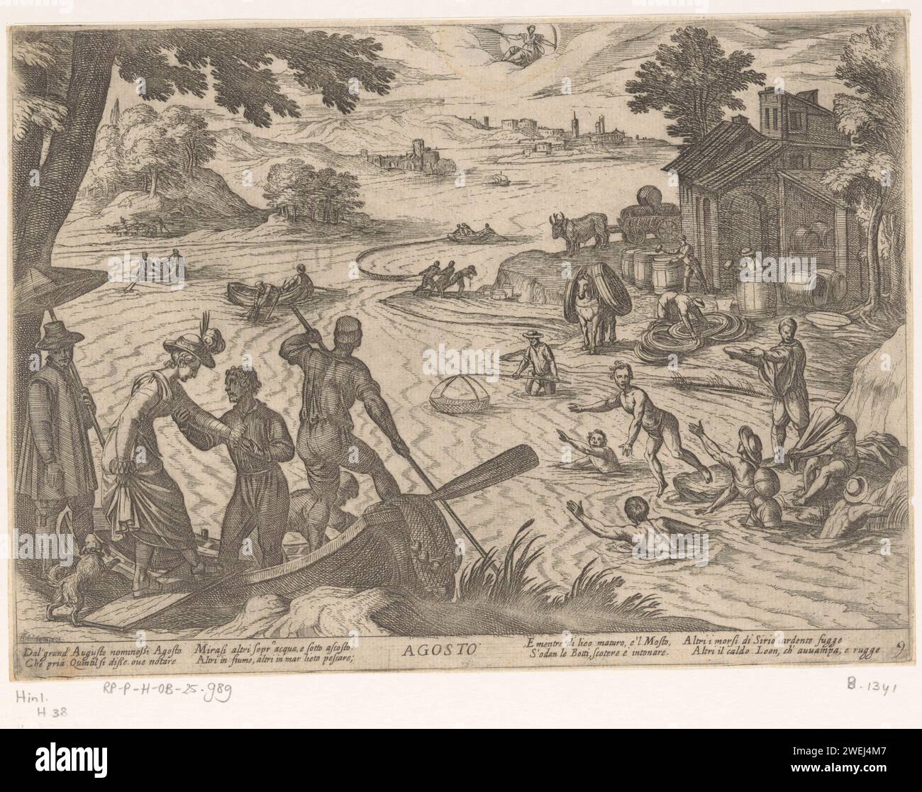 August: Fishing (Virgin), Antonio Tempesta, 1599 print Imagination of ...