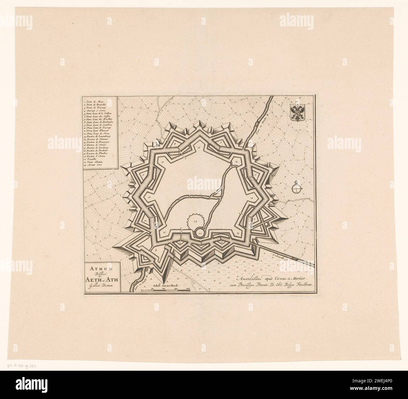 Fortress map of Aat, Anonymous, 1728 - 1774 print Fortress map of Aat ...