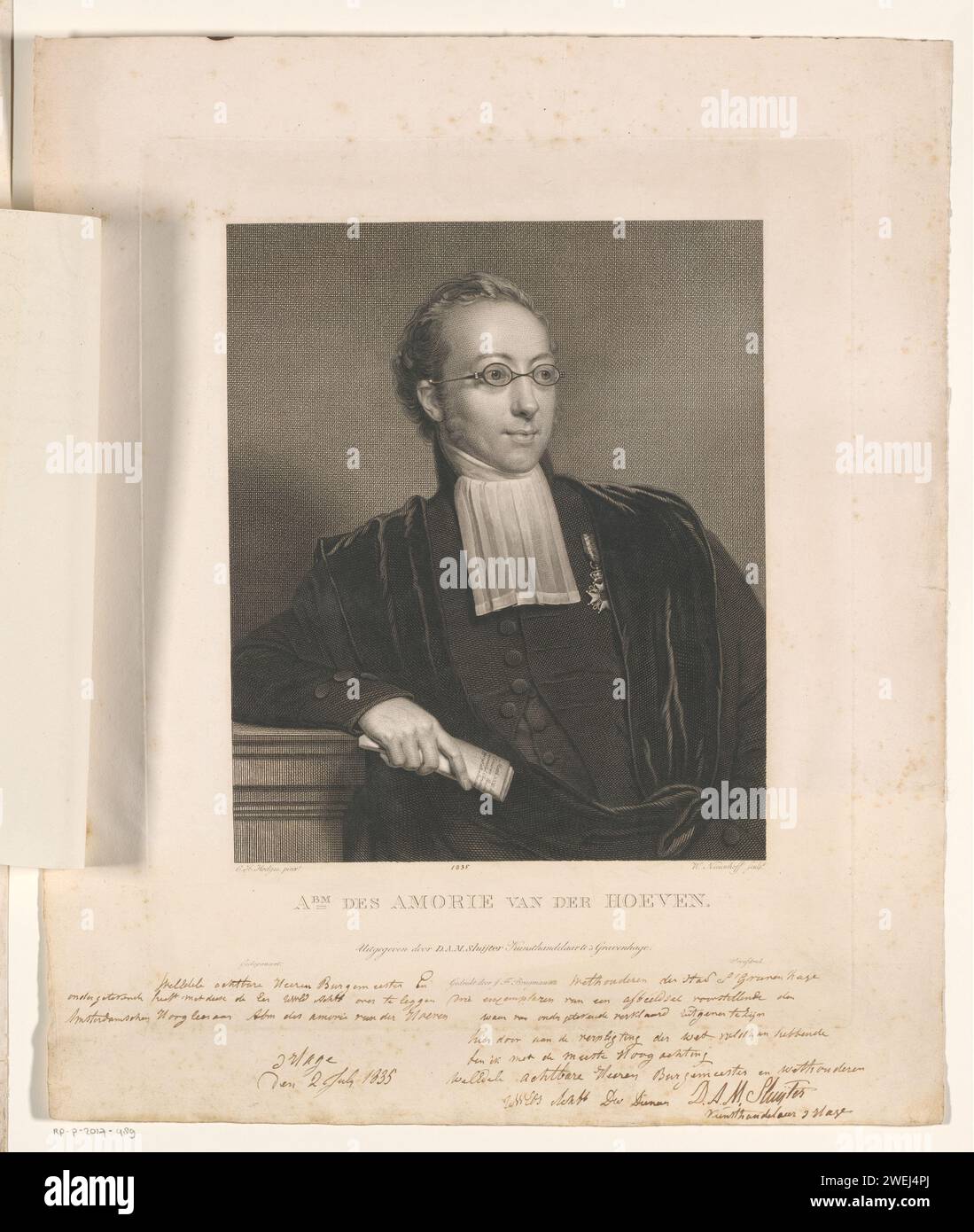 Portrait of Abraham des Amorie van der Hoeven, Walraad Nieuwhoff, After Charles Howard Hodges ...