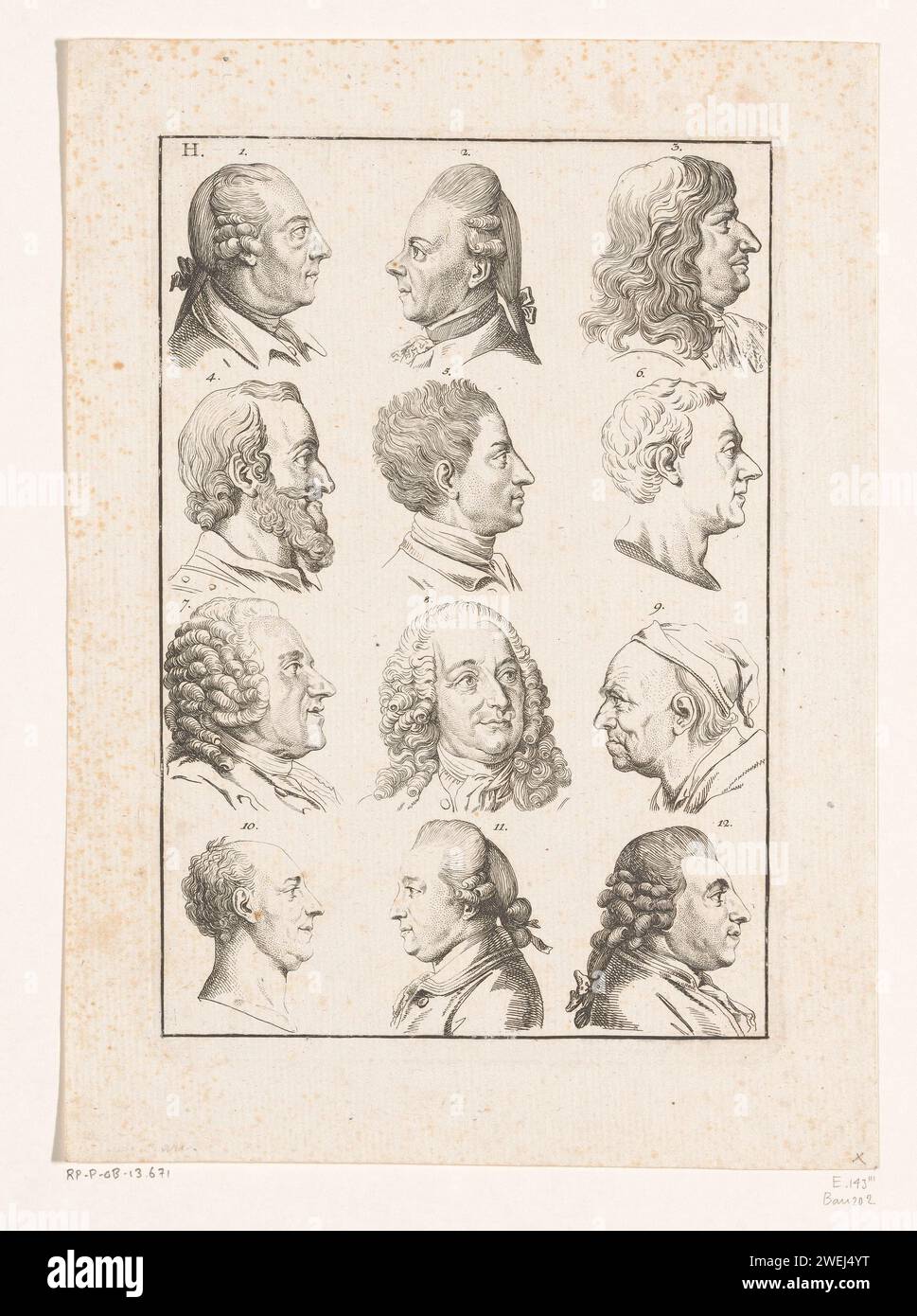 Twelve heads from Men, Daniel Nikolaus Chodowiecki, 1775 print In the ...