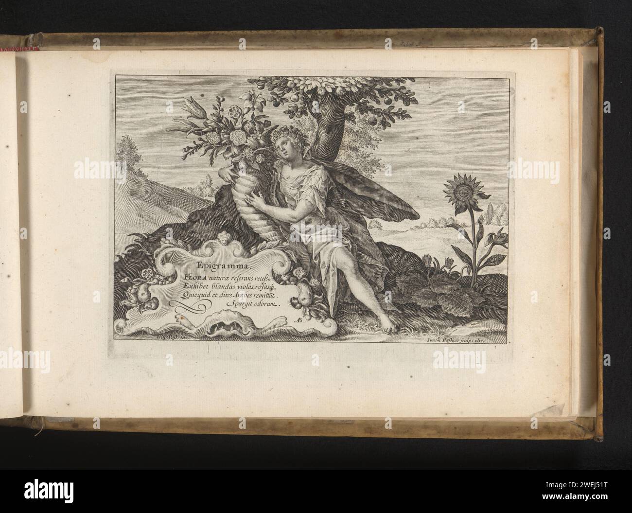 Flora with a cornucopia under a tree, Simon van de Passe, 1617 print ...