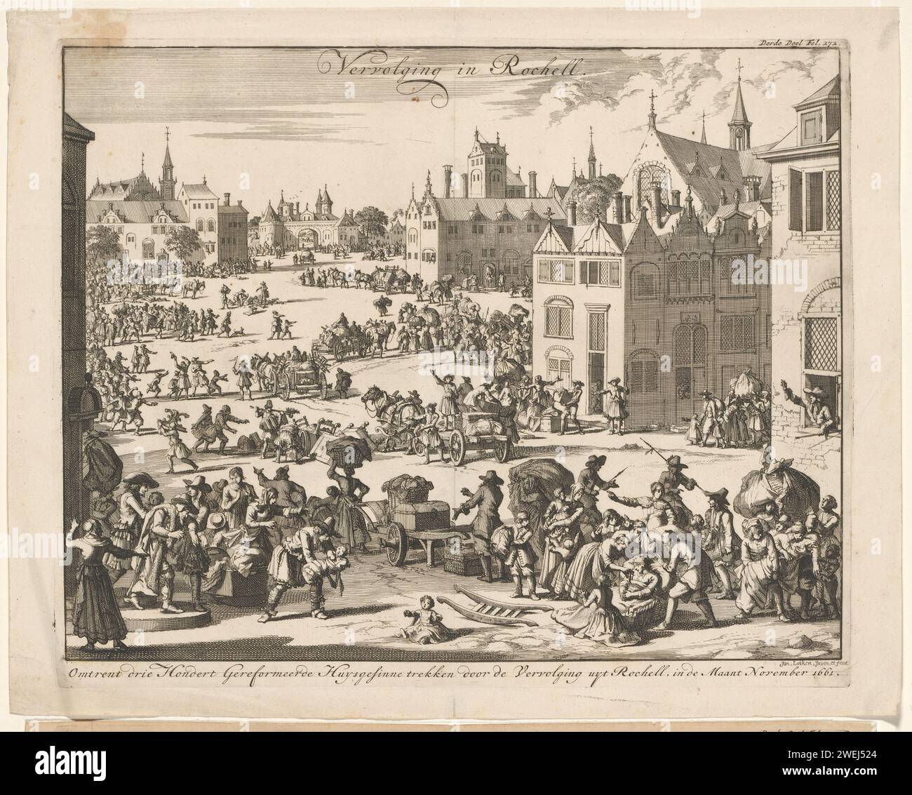 Persecution of Protestants in La Rochelle, 1661, Jan Luyken, 1696 print ...