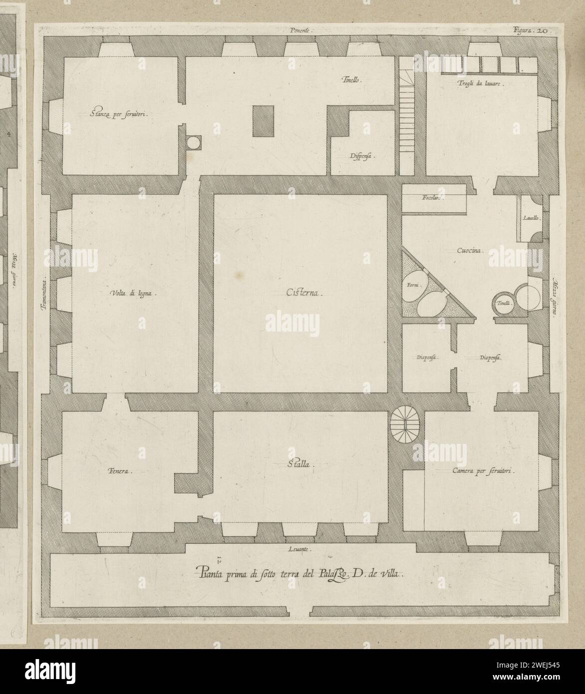 Map of the ground floor of the Villa Grimaldi in Genoa, 1622 print This ...