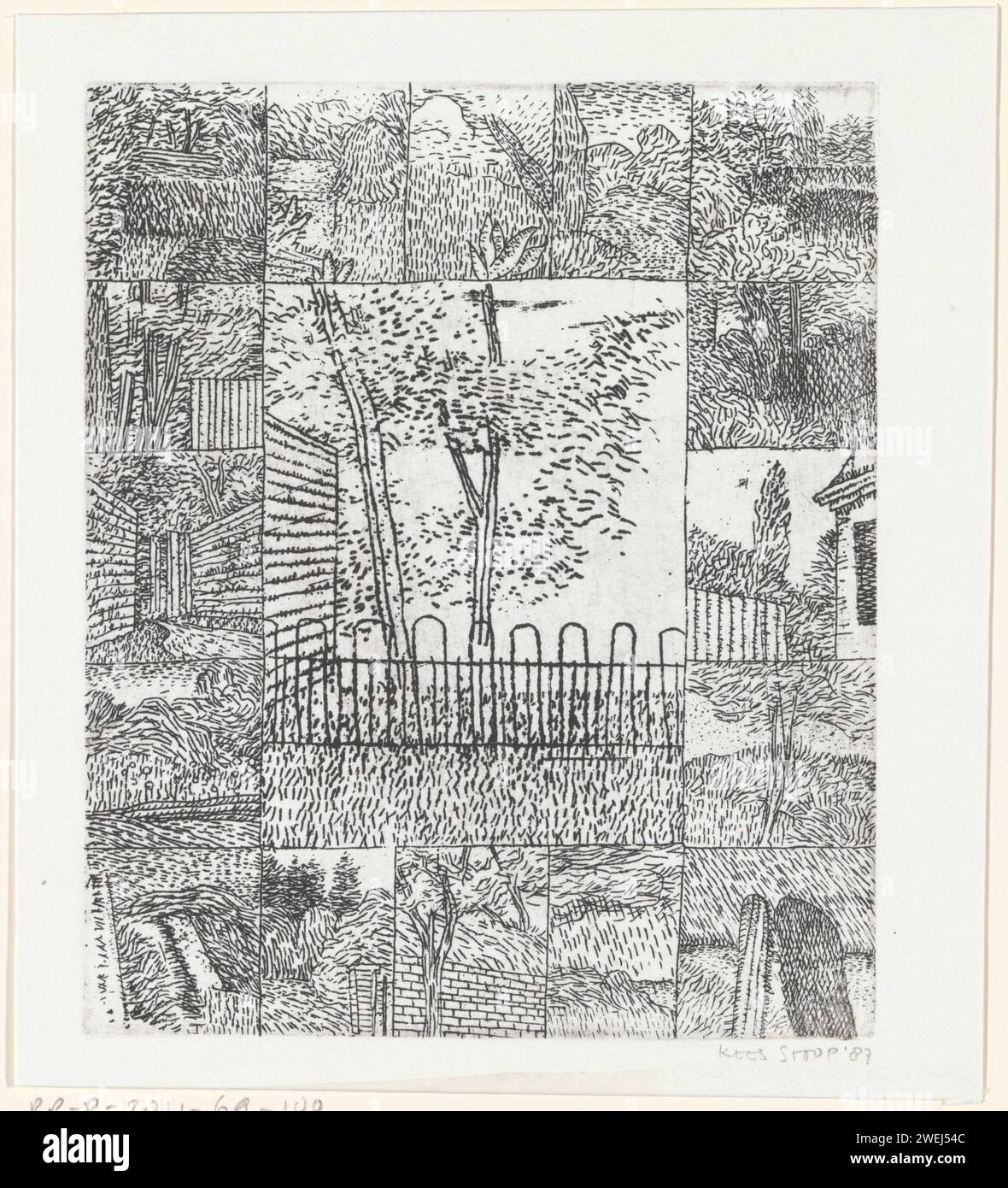 Tree behind Hekje, Kees Stoop, 1987 print Tree behind gate in the ...