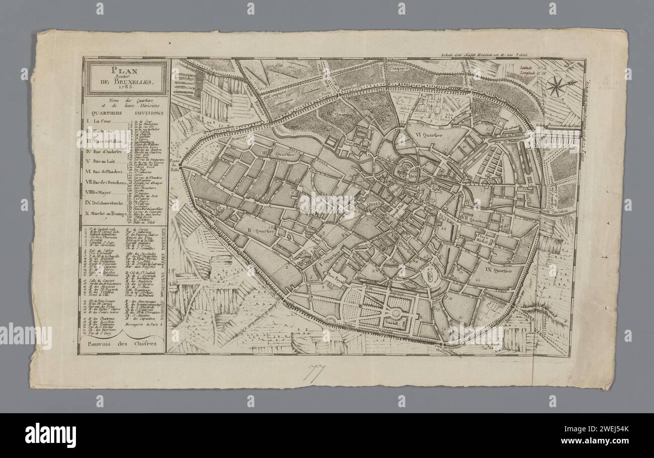Map of Brussels, 1785, Anonymous, 1785 print paper etching maps of ...