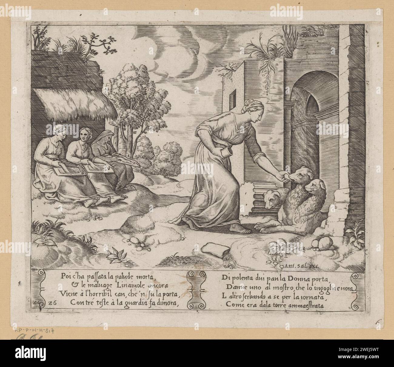 Psyche conducts Cerberus, master of the dice, after Michiel Coxie (i ...