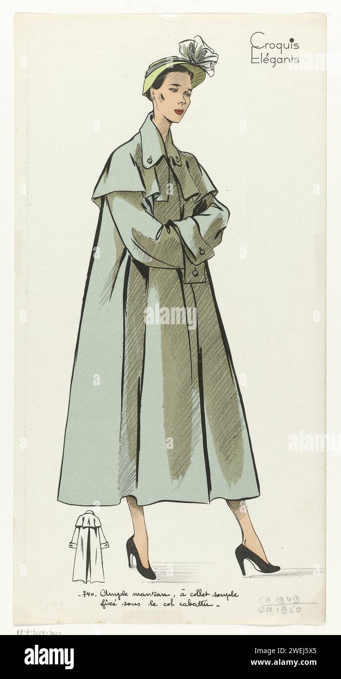 Elegant sketches, ca. 1949-1950, No. 740: ample coat (...), c. 1949 - c ...