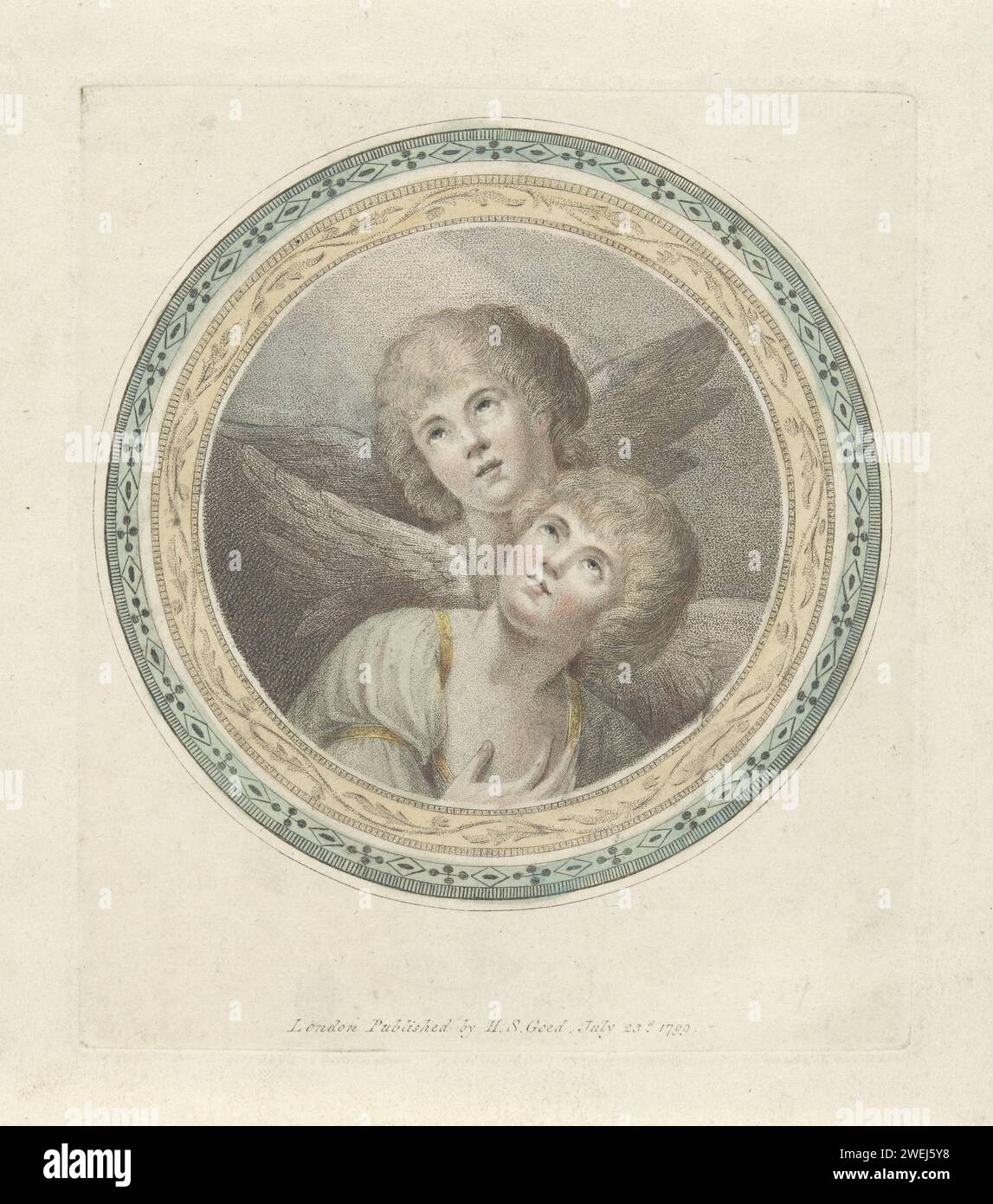 Two Angels, Charles Howard Hodges, 1799 print paper etching angels ...