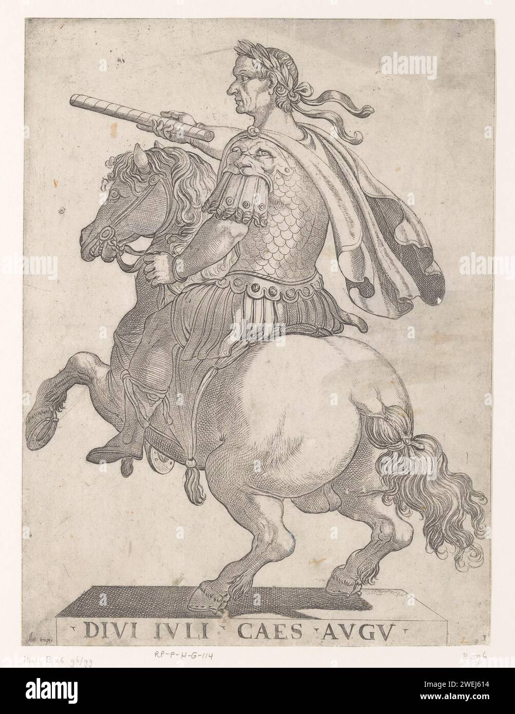 Emperor Julius Caesar on horseback, Antonio Tempesta, 1600 - 1630 print ...