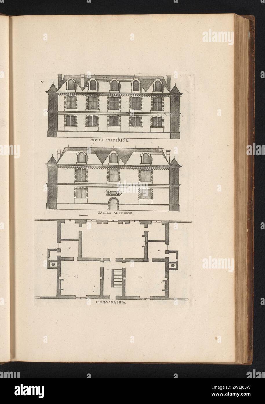 Front and rear facade and map, Jacques Androuet, 1559 Front and rear ...