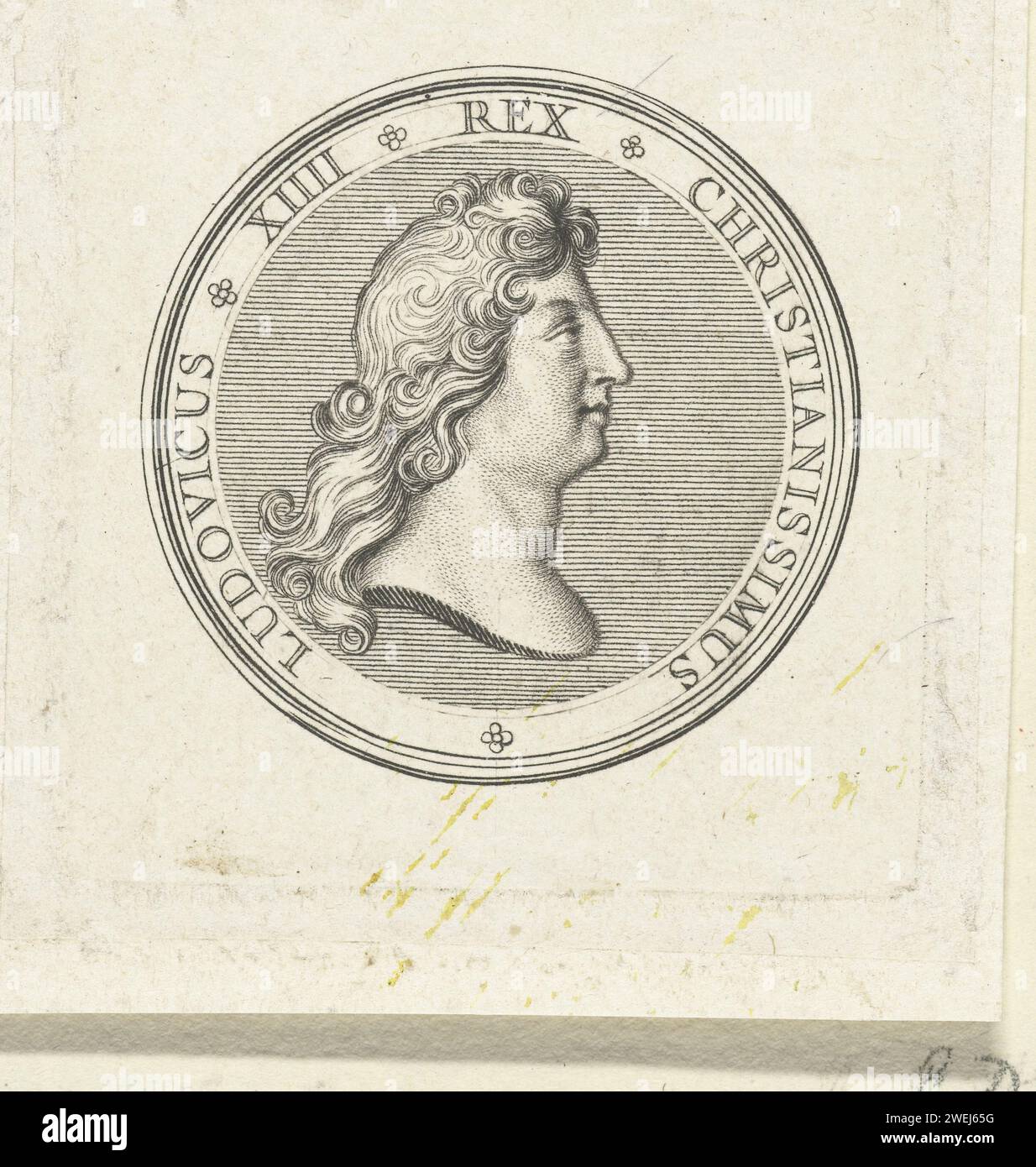 Penning with bust of Louis XIV, Gerard Edelinck, after Antoine Coypel ...