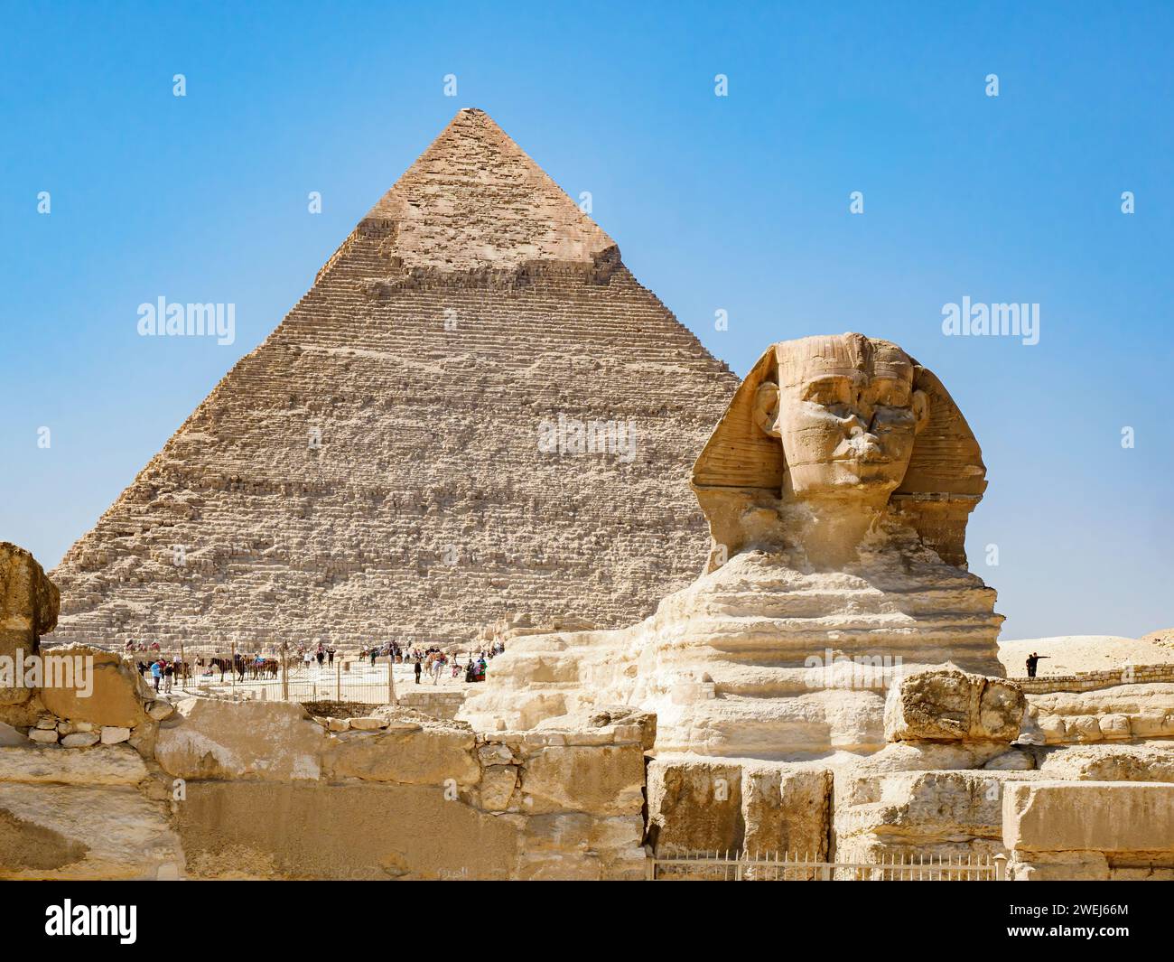 The Great Sphinx of Giza, a limestone statue of a reclining sphinx ...