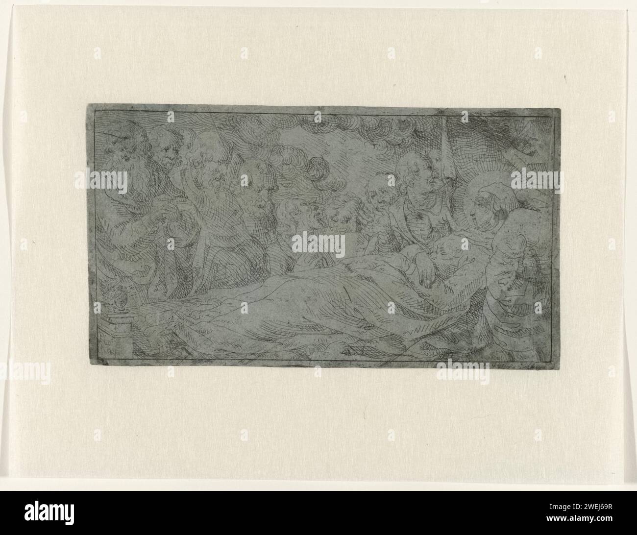 Maria on her deathbed surrounded by grieving followers, Pieter Feddes ...