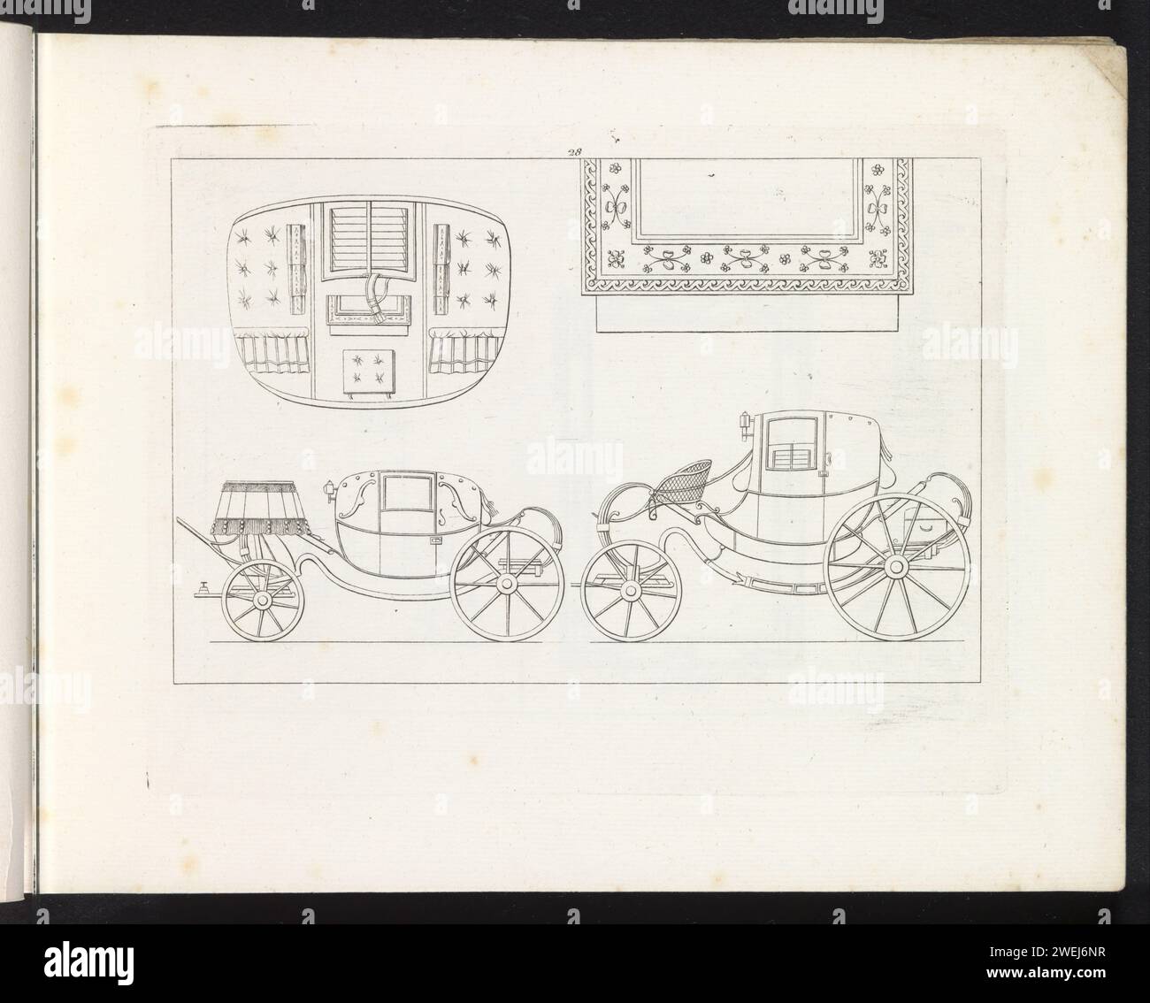 Two carriages and the interior of a carriage, Pietro Ruga, After ...