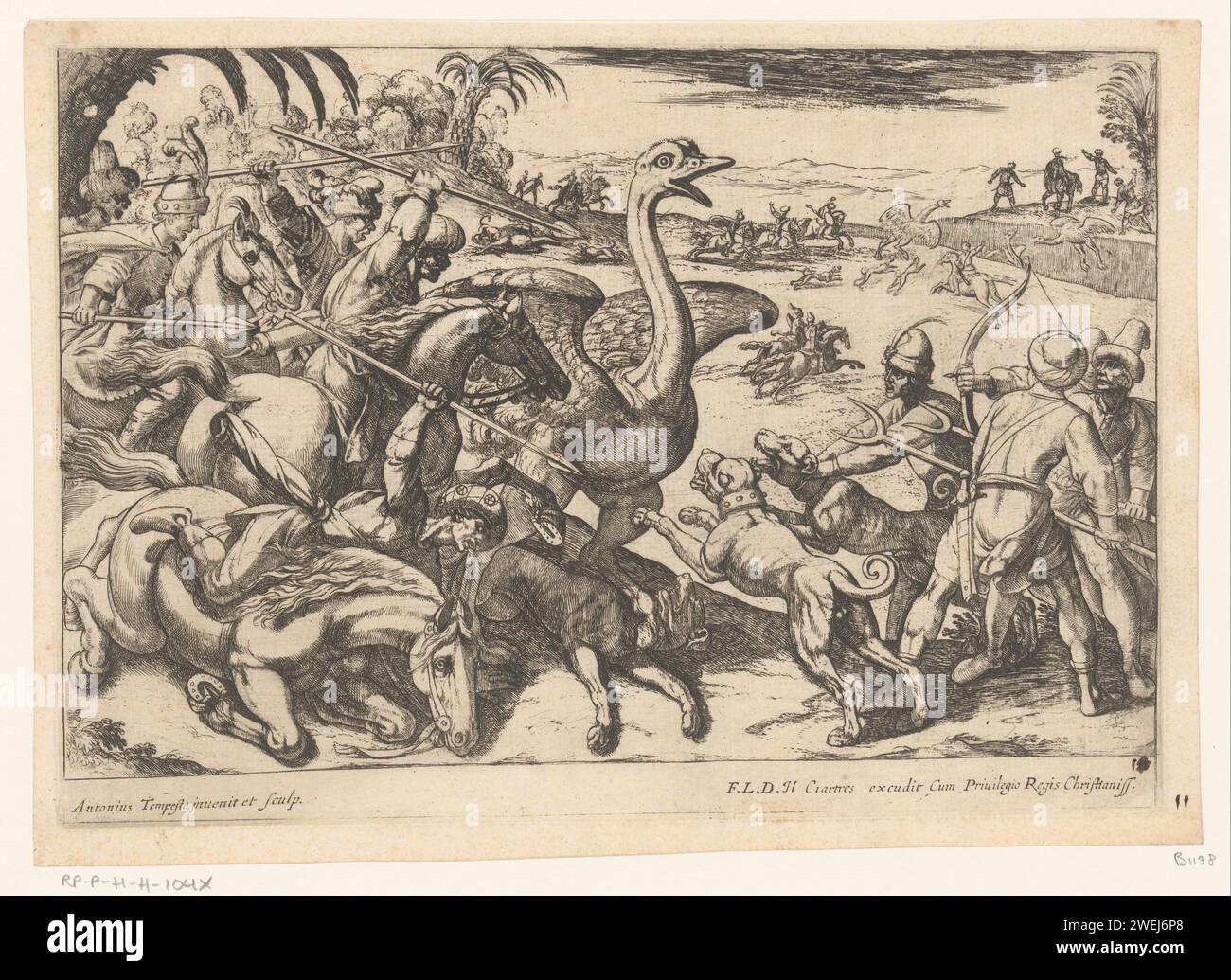 Hunting for ostriches, Antonio Tempesta, 1600 - 1620 print Landscape ...