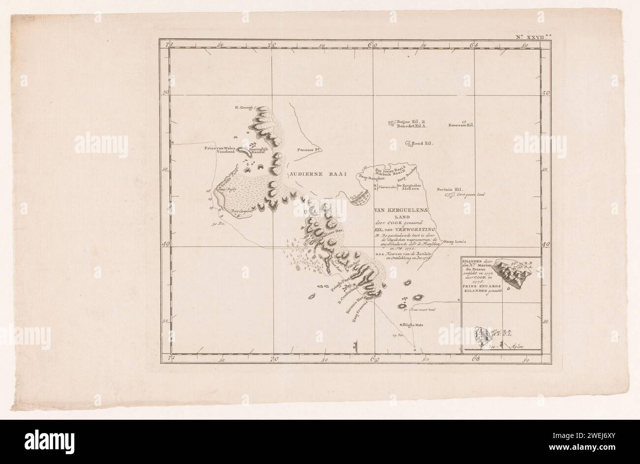 Map of the Kerguelen in the Indian Ocean, Anonymous, 1801 print ...