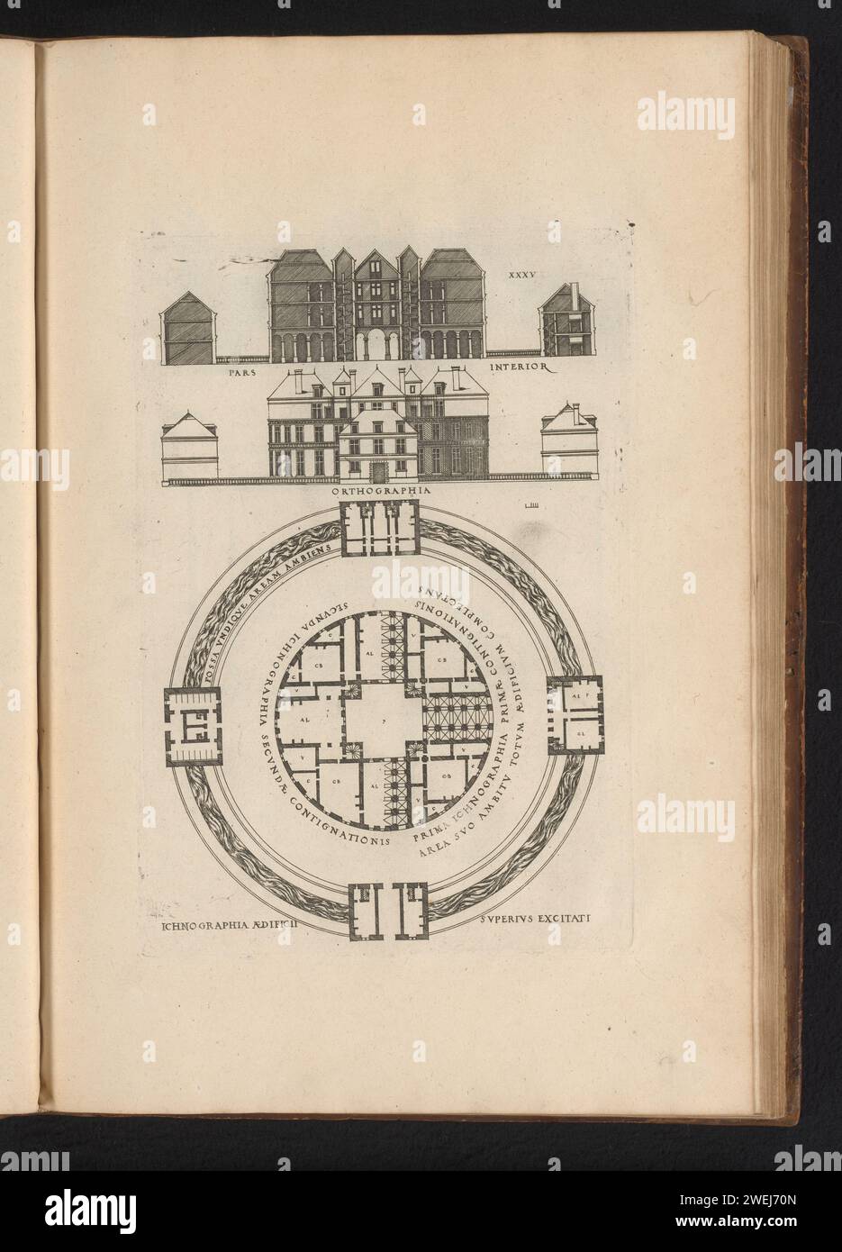 Diameter, facade and map, Jacques Androuet, 1559 Cross -section, facade ...