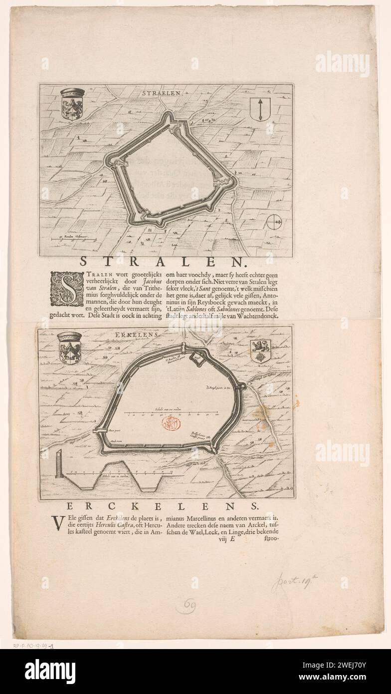 Fortress map and description of Straelen and Erkelenz, Anonymous, 1652 ...